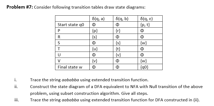 Solved Problem 7 Consider Following Transition Tables