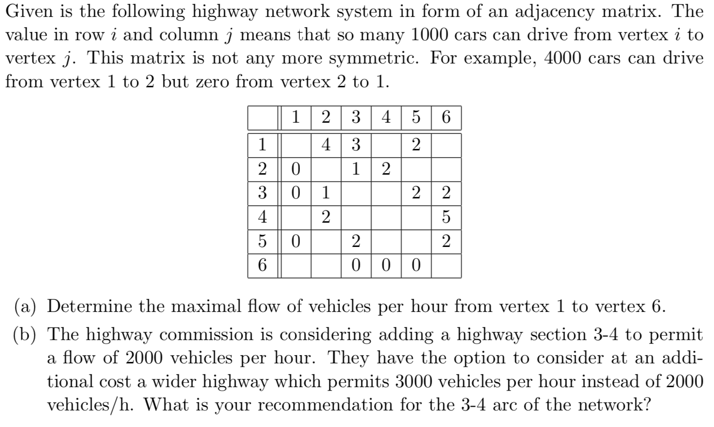 Solved Given is the following highway network system in form | Chegg.com