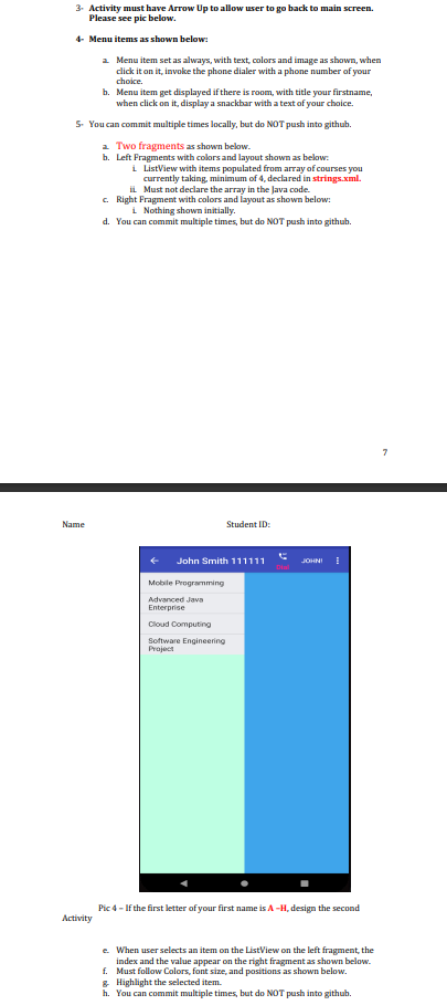 Solved Mobile Programming in Java Android Studio *Minimum | Chegg.com