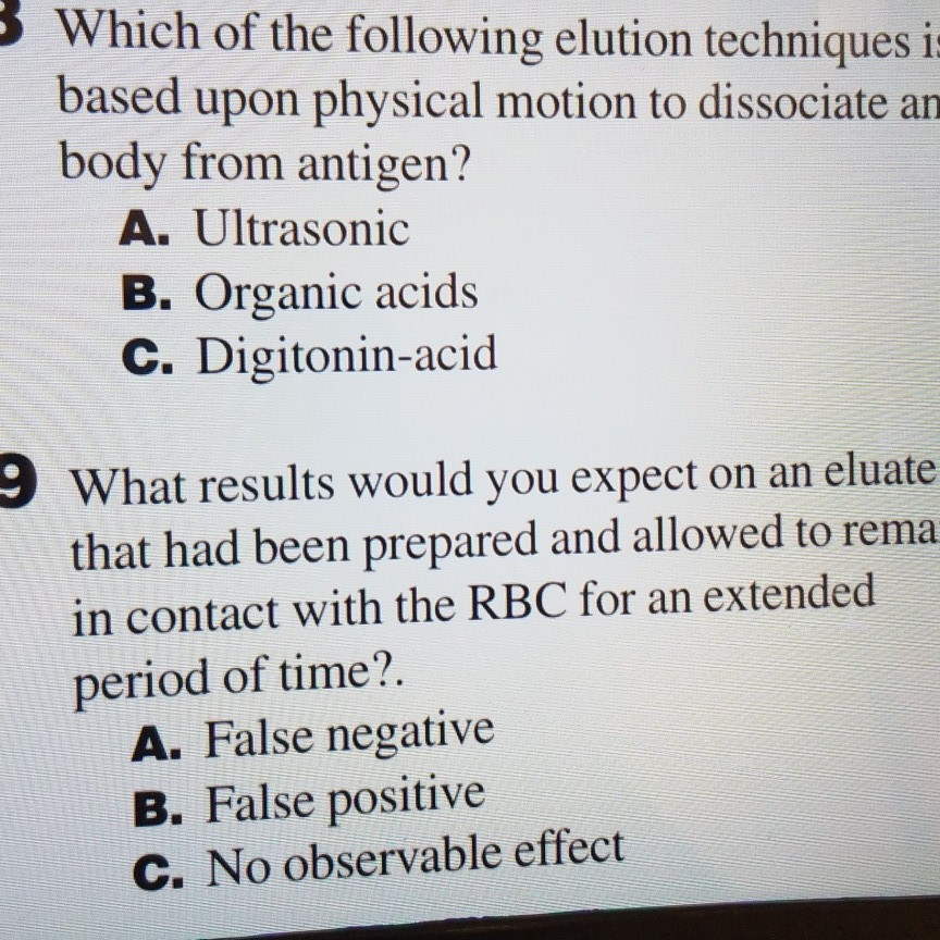 Solved Which of the following elution techniques i based | Chegg.com