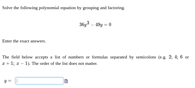 Solved Solve the following polynomial equation by grouping | Chegg.com