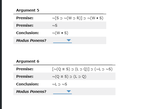 Solved Argument 1 Premise: Premise: Conclusion: Modus | Chegg.com