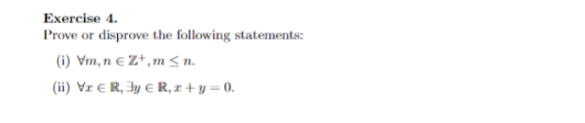 Solved Exercise 4. Prove or disprove the following | Chegg.com