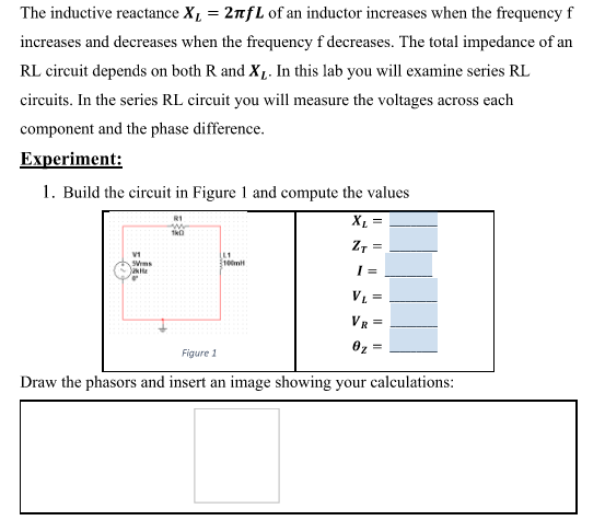 Solved The inductive reactance \\( X_{L}=2 \\pi f L \\) of | Chegg.com