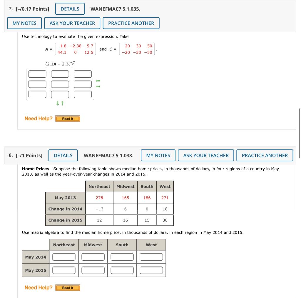 Solved 7. [-10.17 Points] DETAILS WANEFMAC7 5.1.035. MY | Chegg.com