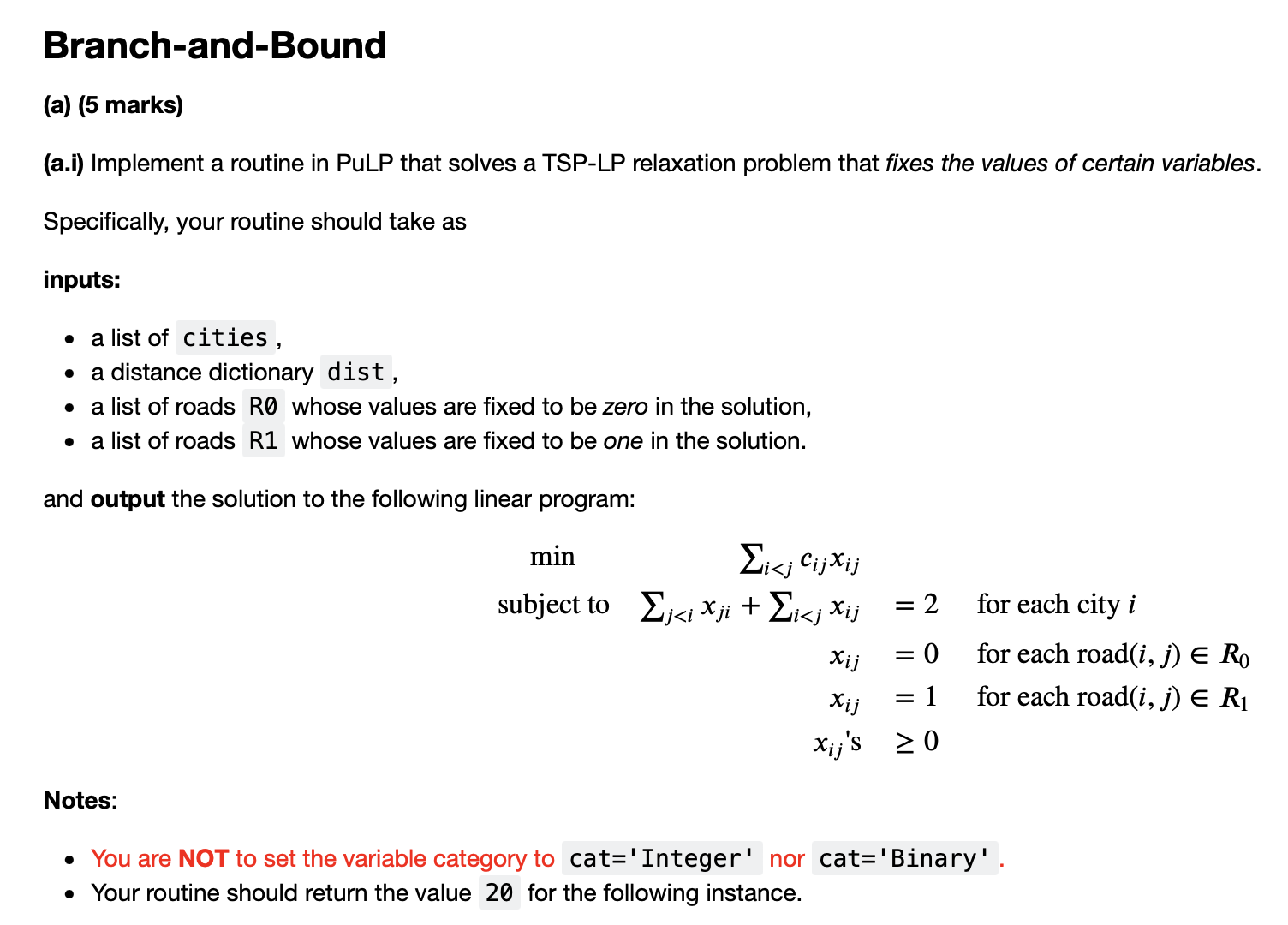 Solved Using branch and bound method and subtour constraints | Chegg.com
