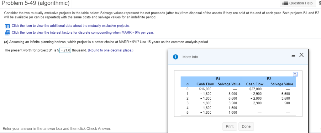 Problem 5-49 (algorithmic) Question Help Consider the | Chegg.com