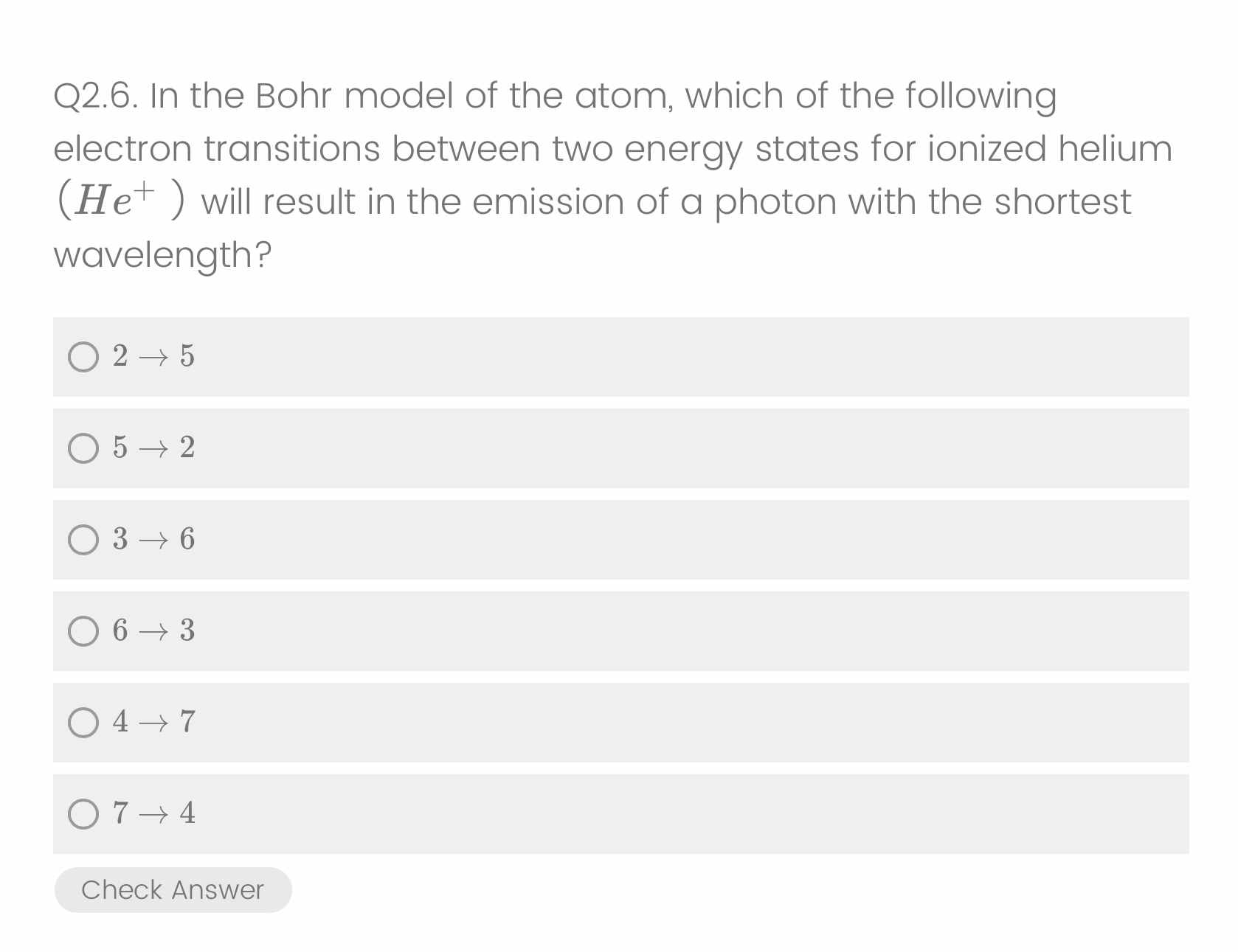 Solved Q2.6. ﻿In the Bohr model of the atom, which of the | Chegg.com