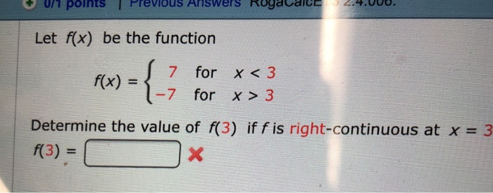 Solved Let f(x) be the function 7 for x 3 | | Chegg.com