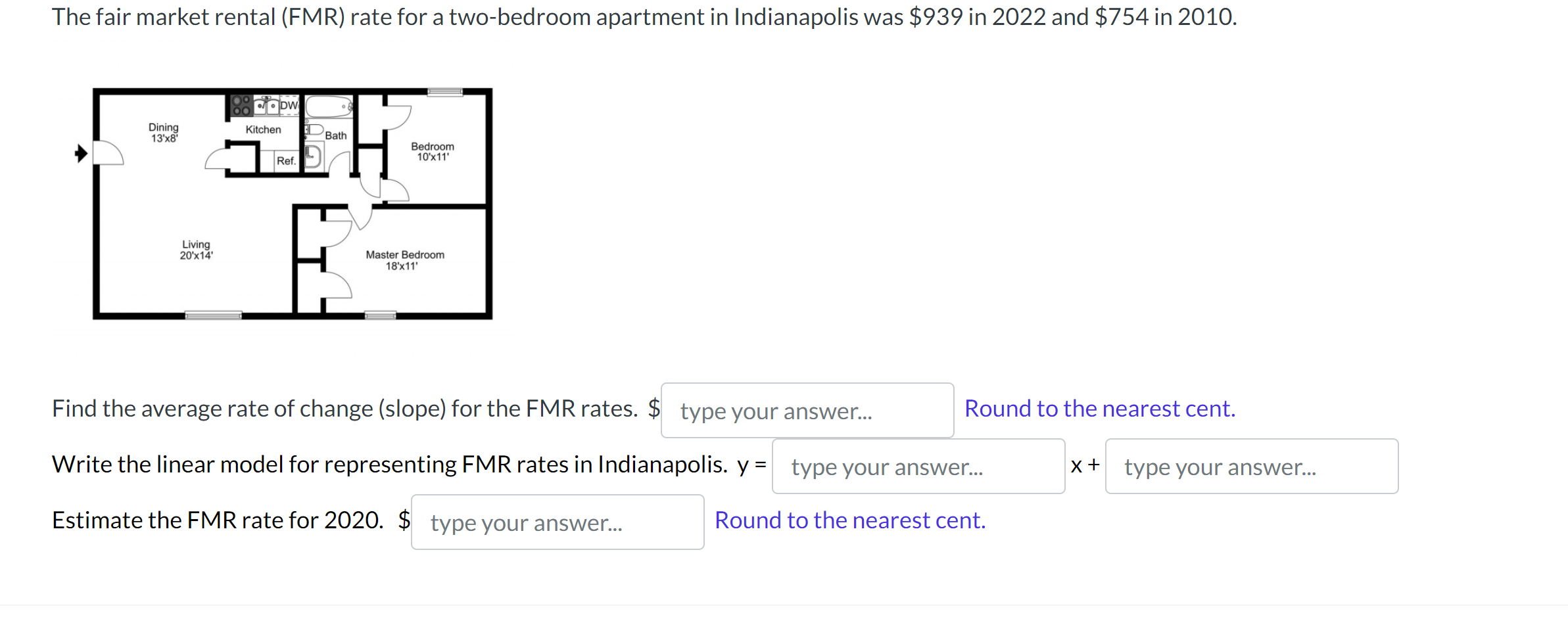 Solved Find the average rate of change (slope) for the FMR | Chegg.com