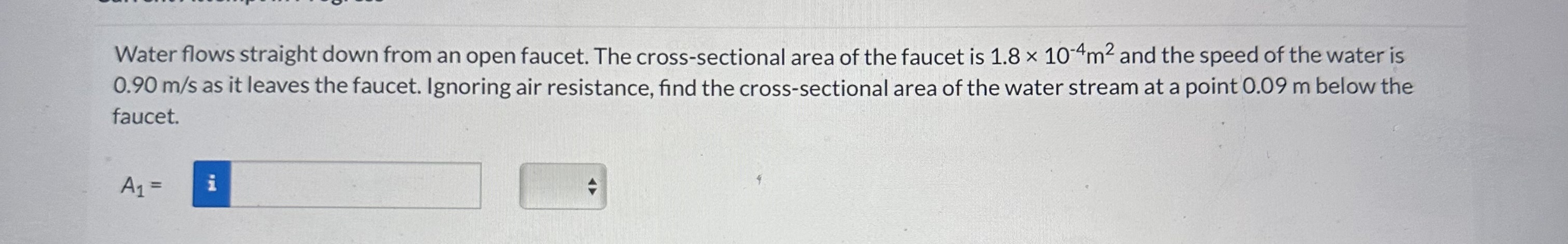 Water flows straight down from an open faucet. The | Chegg.com