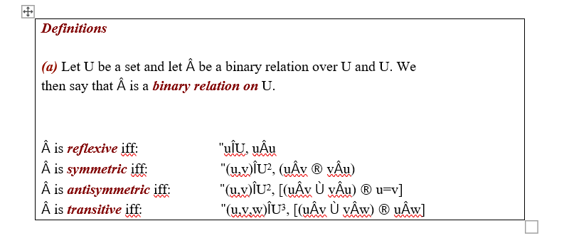 Solved (a) Let U be a set and let A^ be a binary relation | Chegg.com