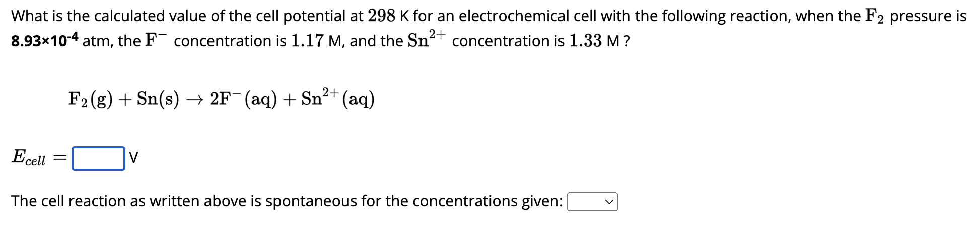 Solved What Is The Calculated Value Of The Cell Potential At