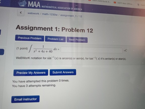 Solved webwork.lakeheadu.ca/webwark 2/ Math-1230W/Ansignment | Chegg.com