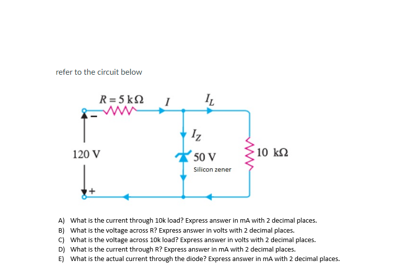Solved refer to the circuit below A) What is the current | Chegg.com
