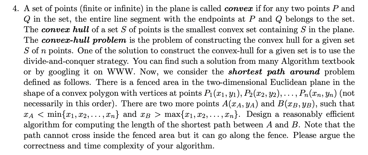 Solved 4. A set of points (finite or infinite) in the plane | Chegg.com