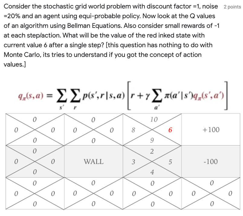 Consider the stochastic grid world problem with | Chegg.com