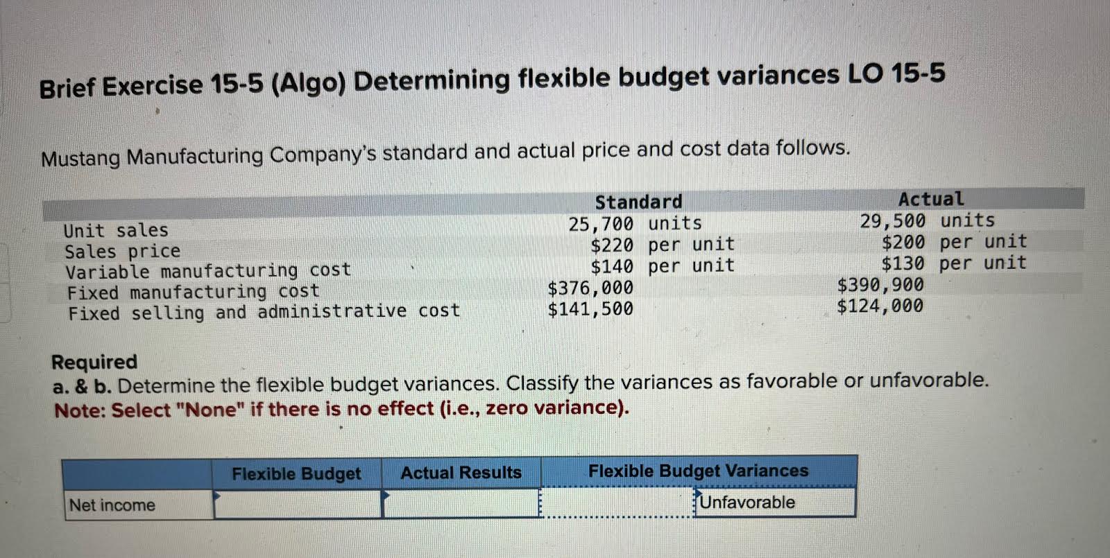 Solved Brief Exercise 15-5 (Algo) Determining flexible | Chegg.com