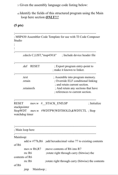 Solved . Given the assembly language code listing below a) | Chegg.com