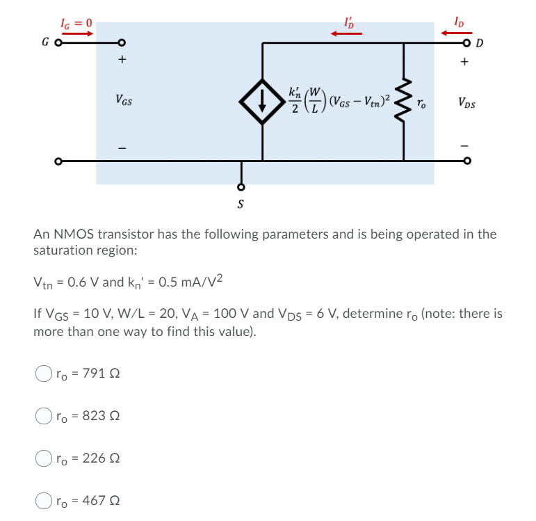 Solved Ip G -O D + (VGS-Ven)2 2 VGS VDS To S An NMOS | Chegg.com