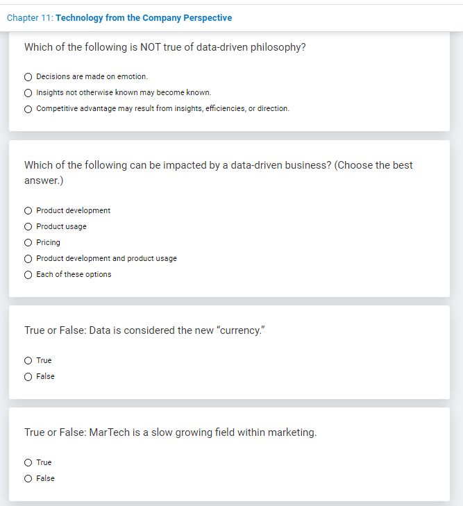 Solved Chapter 11: Technology from the Company Perspective | Chegg.com