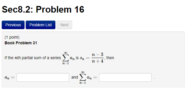Solved Sec8.2 : Problem 16 Next Problem List Previous (1 | Chegg.com