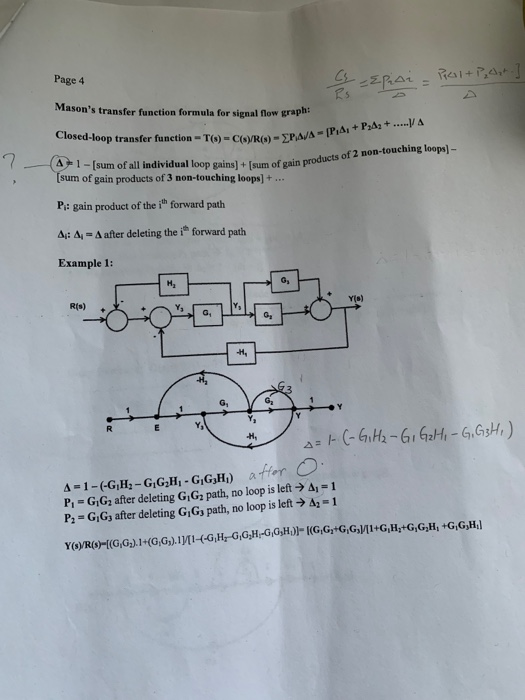Solved Page 4 Mason's transfer function formula for signal | Chegg.com