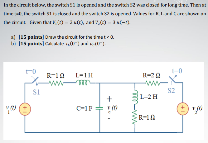 Solved In the circuit below, the switch S1 is opened and the | Chegg.com