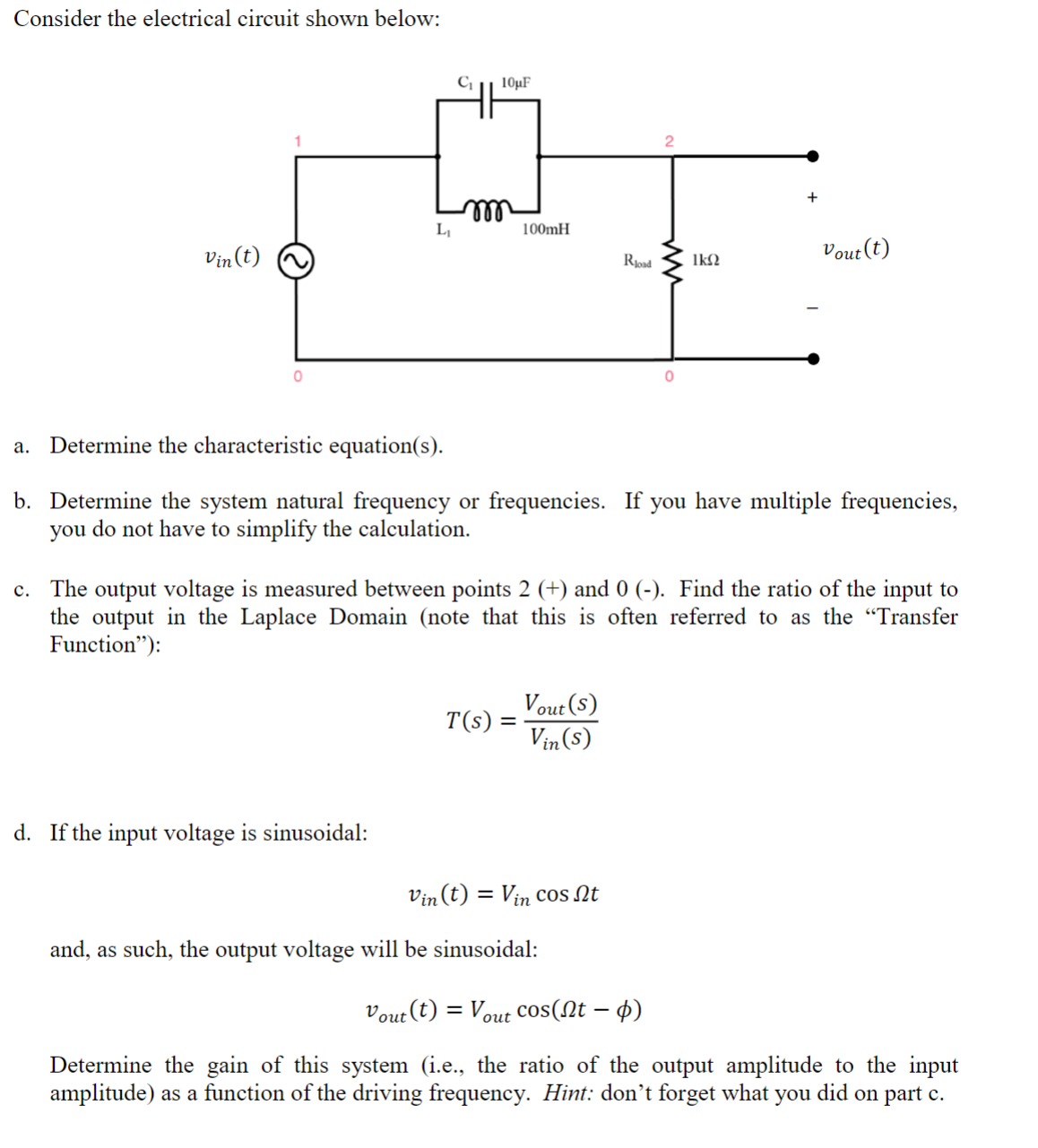Solved Consider the electrical circuit shown below: a. | Chegg.com