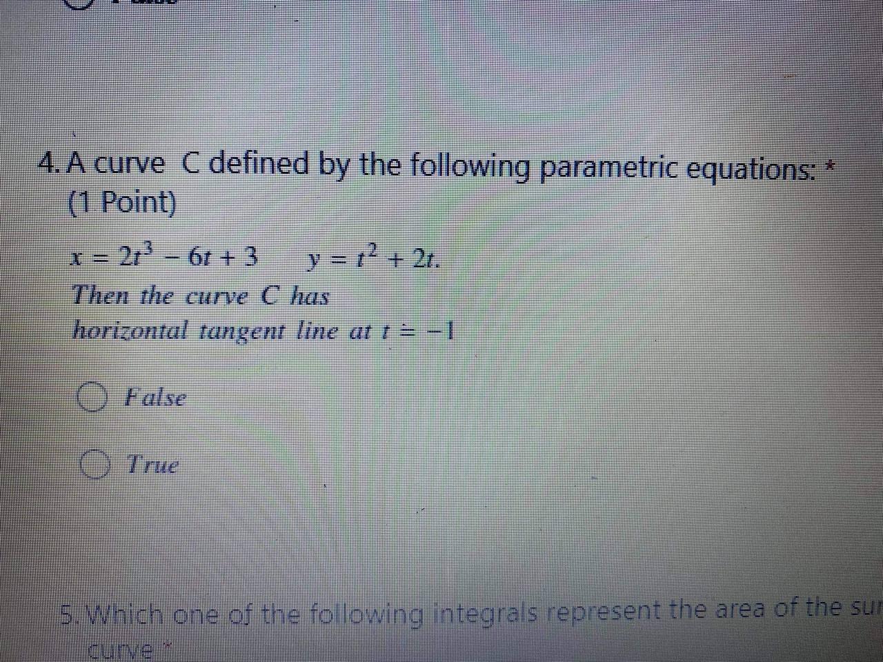 Solved 4. A curve C defined by the following parametric | Chegg.com