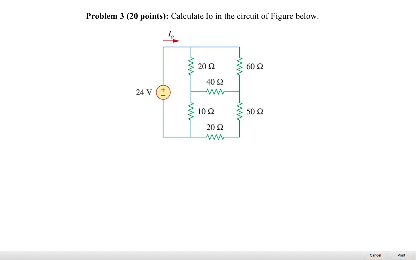 Solved Problem 3 (20 points): Calculate Io in the circuit of | Chegg.com