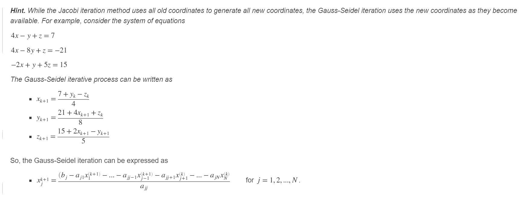 Using The Gauss Seidel Iteration Method Start With A