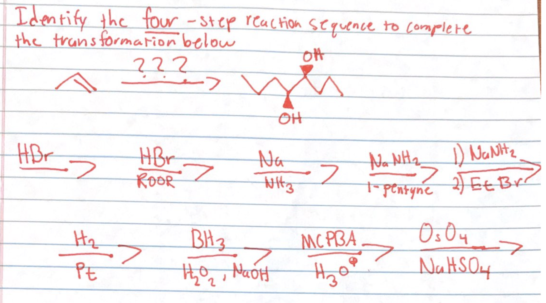Solved Identify the FOUR step reaction sequence to complete | Chegg.com