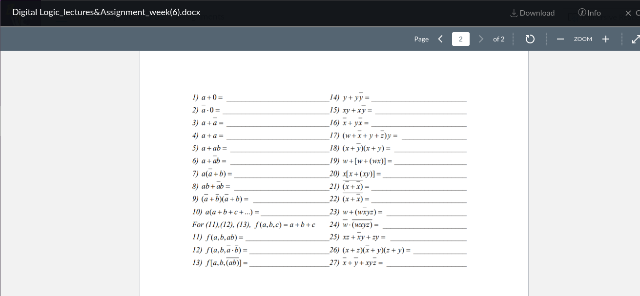Digital Logic_lectures\&Assignment_week(6).docx 1) | Chegg.com