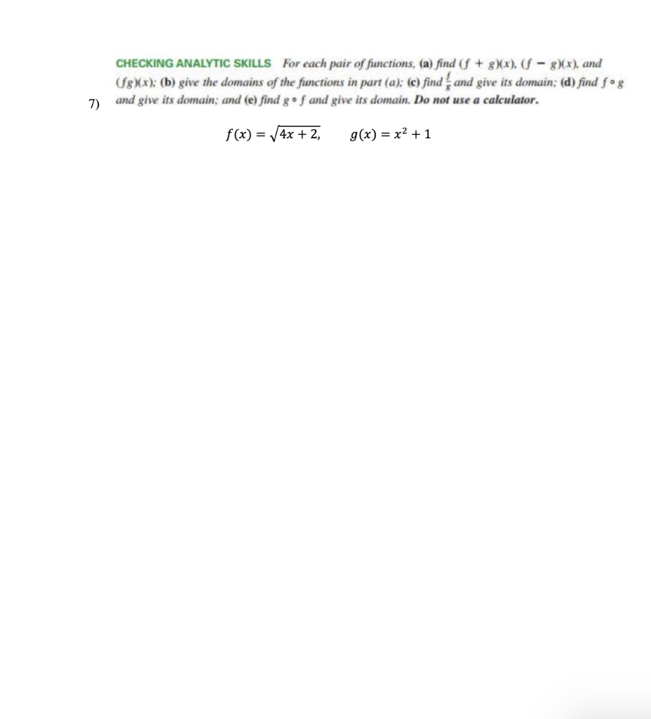 Solved CHECKING ANALYTIC SKILLS For each pair of functions, | Chegg.com