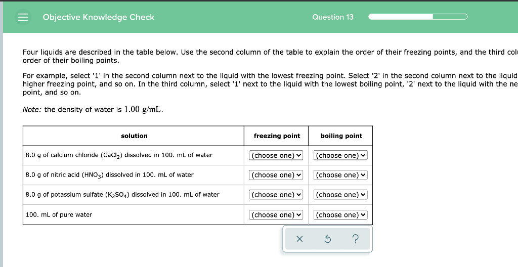 Solved Objective Knowledge Check Question 13 Four liquids | Chegg.com