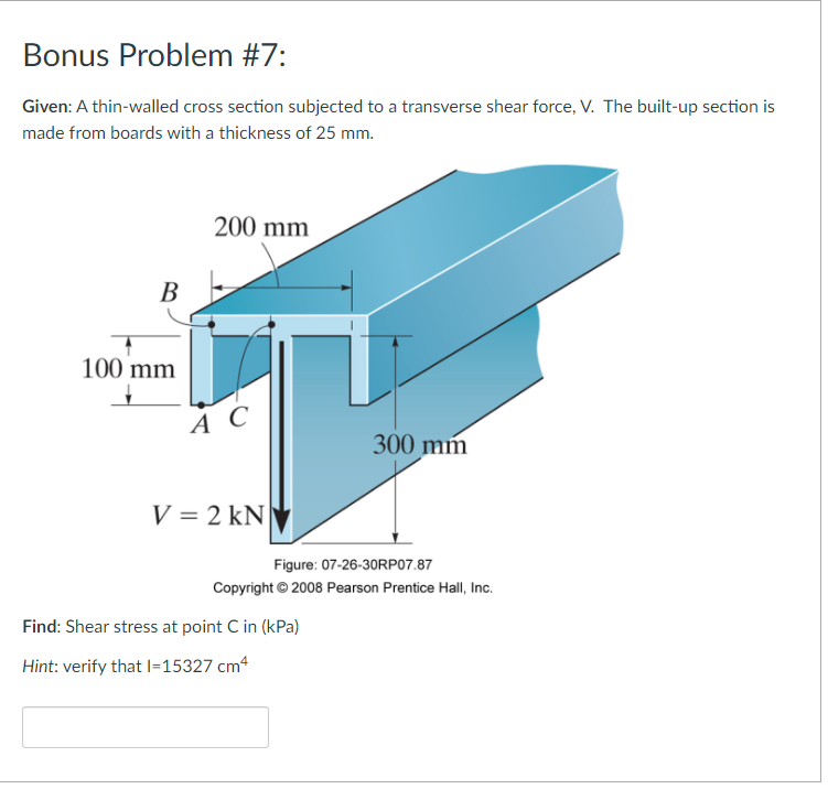 Solved Bonus Problem #7: Given: A thin-walled cross section | Chegg.com