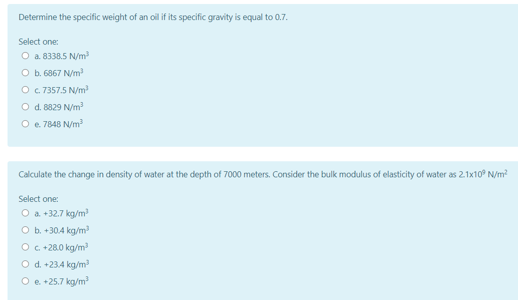 Solved Determine the specific weight of an oil if its | Chegg.com
