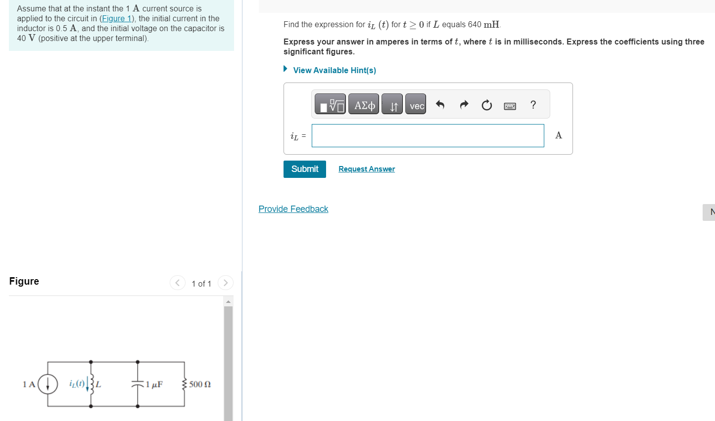 Solved Assume that at the instant the 1 ﻿A current source is | Chegg.com