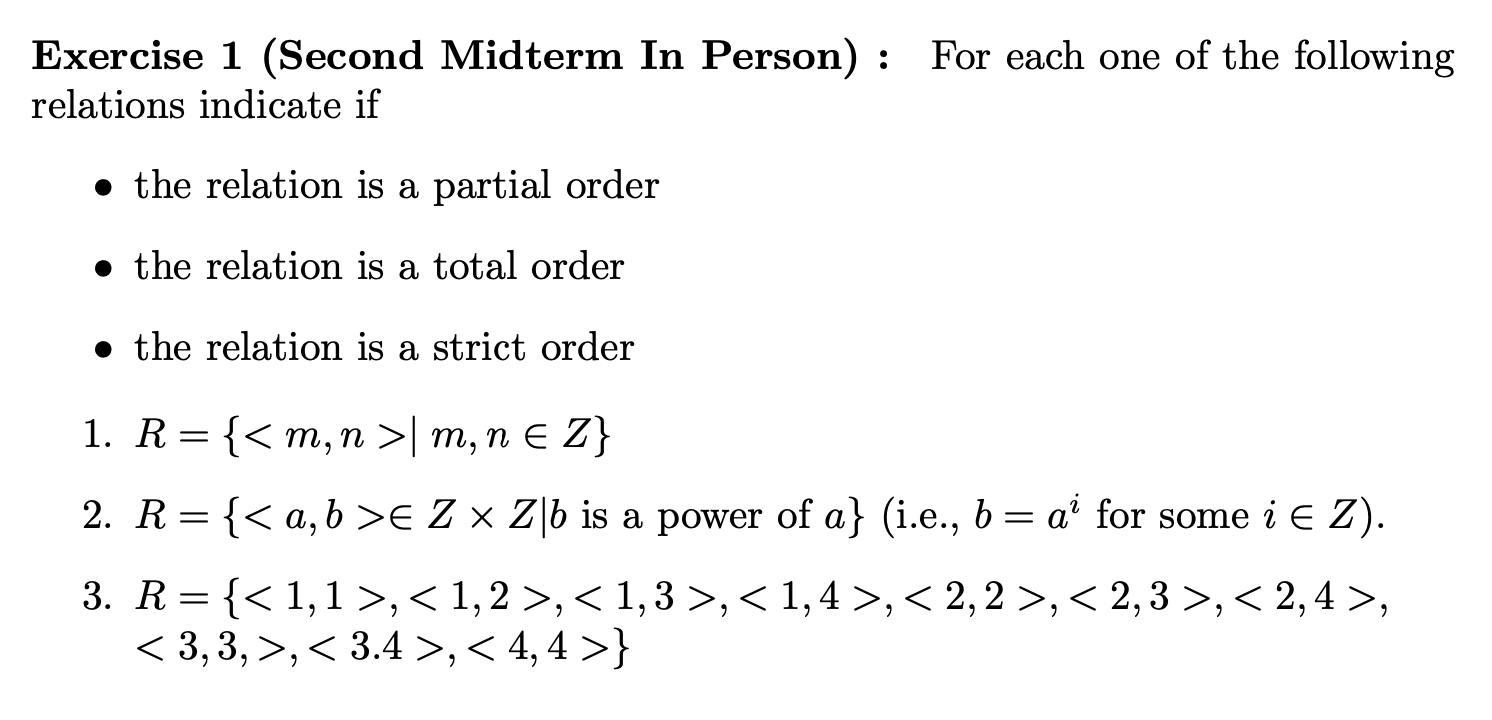 Solved Exercise 1 Second Midterm In Person For Each One 