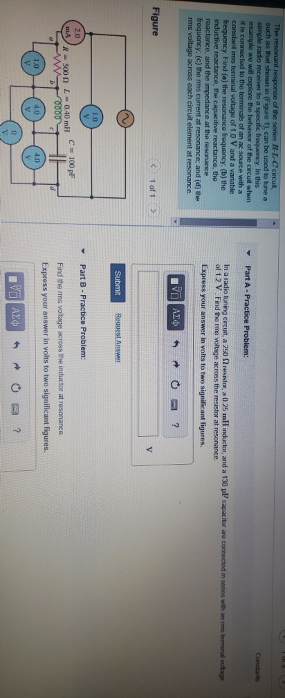 Solved Constants Part A - Practice Problem: The resonant | Chegg.com