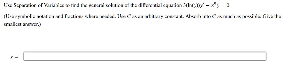 Solved Use Separation of Variables to find the general | Chegg.com