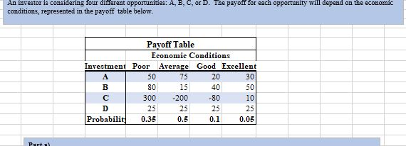 Given the probabilities in the last row of the payoff | Chegg.com