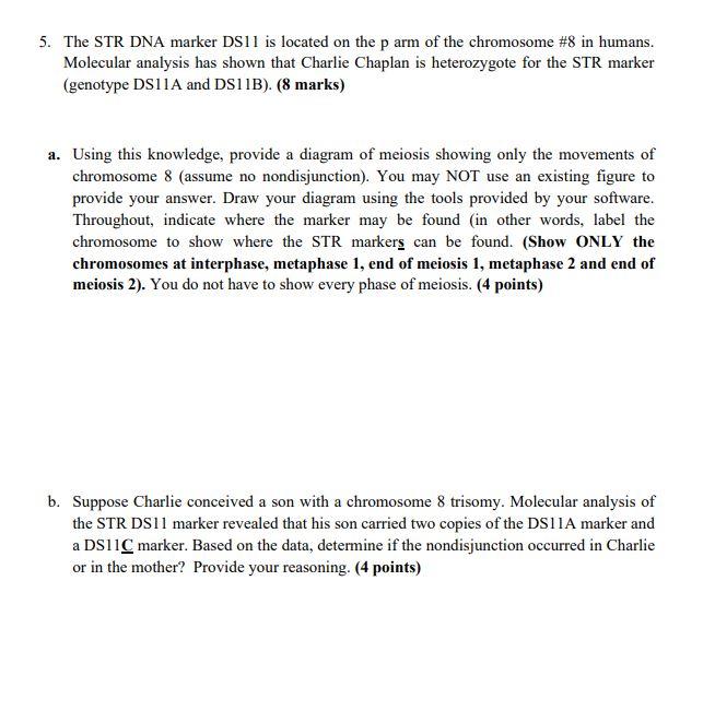 Solved 5. The STR DNA marker DS11 is located on the p arm of | Chegg.com