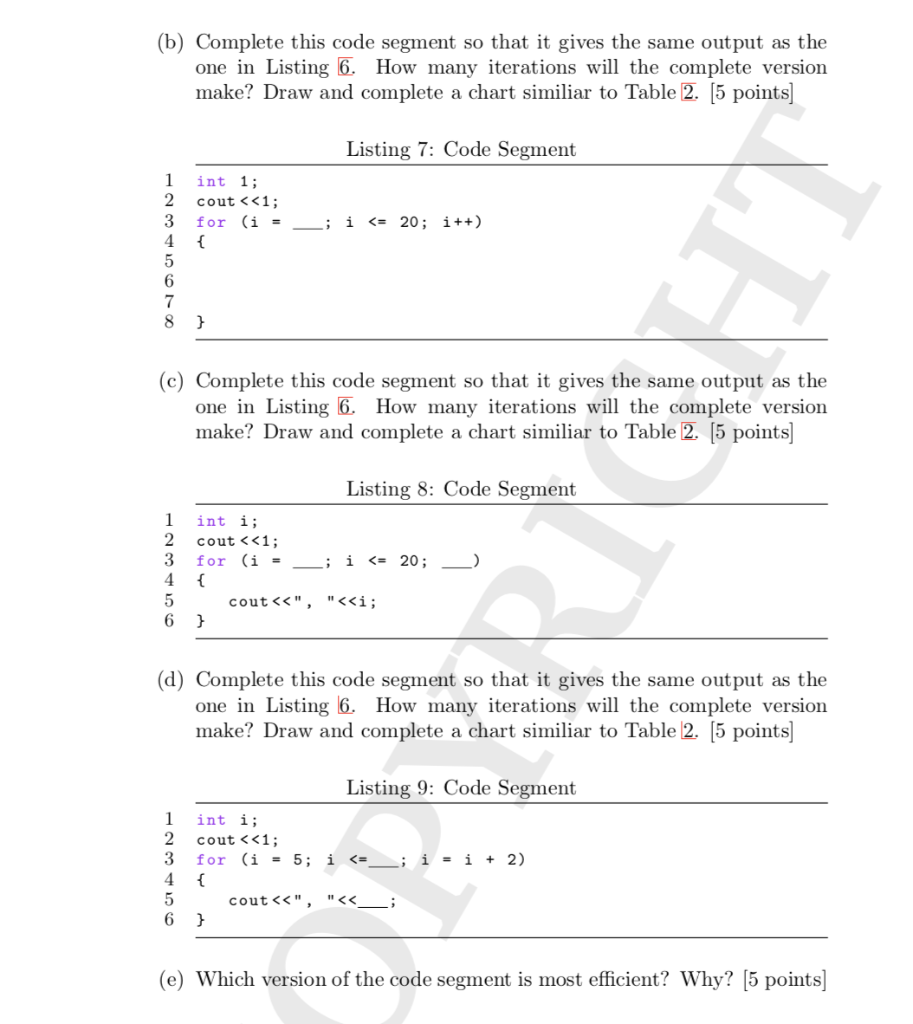 Solved F. Consider the code segment in ListingB5 Listing 5: | Chegg.com