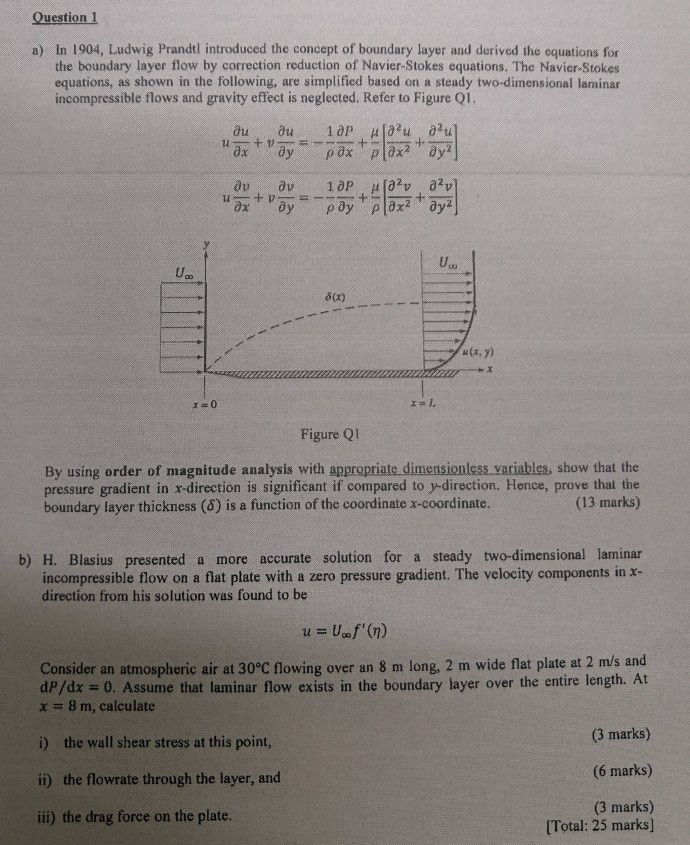 Solved Question 1 a) In 1904, Ludwig Prandtl introduced the | Chegg.com