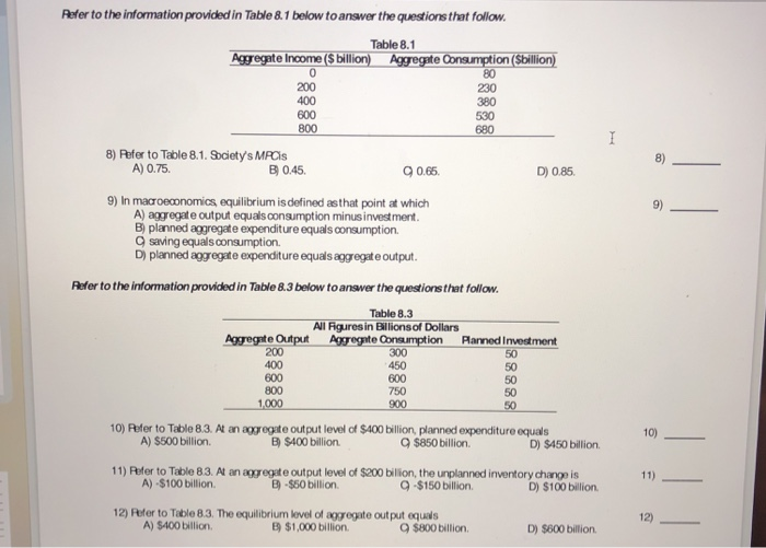 Solved Refer to the information provided in Table 8.1 below | Chegg.com Solved Refer to the information provided in Table 8.1 below | Chegg.com