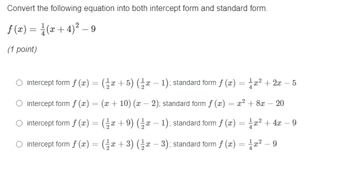 Solved Chris is asked to graph the quadratic function f (x) | Chegg.com