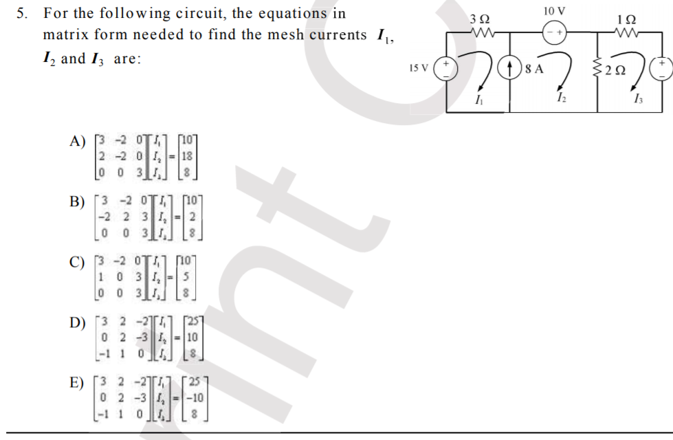 Solved 10 V 322 122 5. For the following circuit, the | Chegg.com