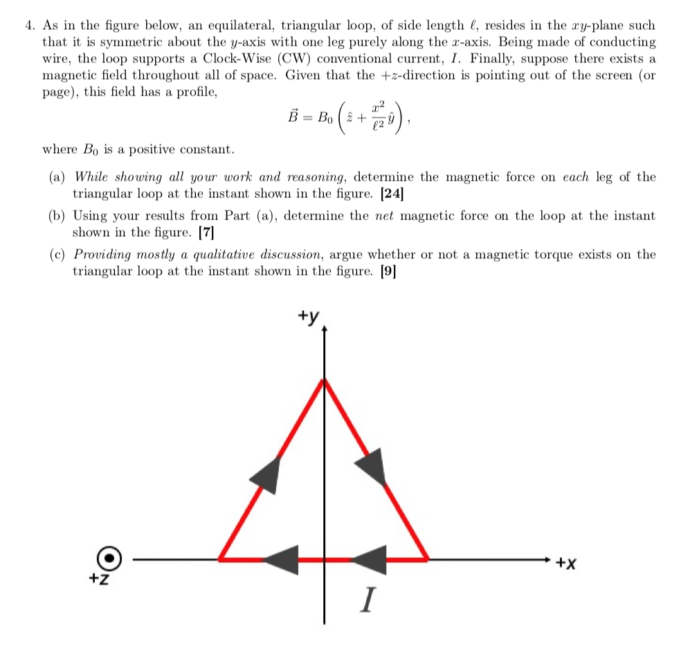 Solved 4. As in the figure below, an equilateral, triangular | Chegg.com